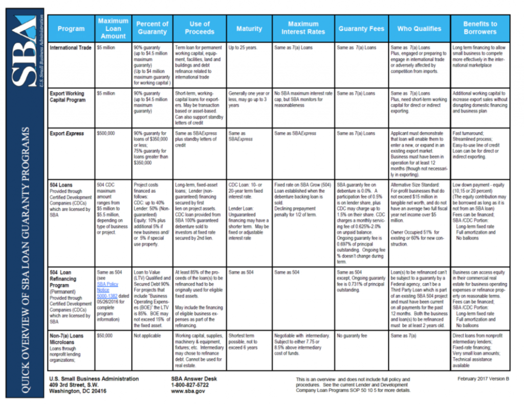 Small Business Administration (SBA) Guaranteed Loans